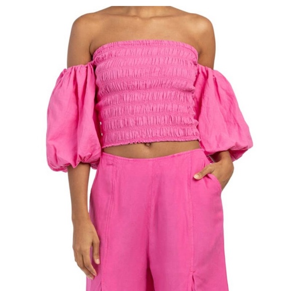 Young Fabulous & Broke | Tops | Young Fabulous Broke Pink Smocked Off ...
